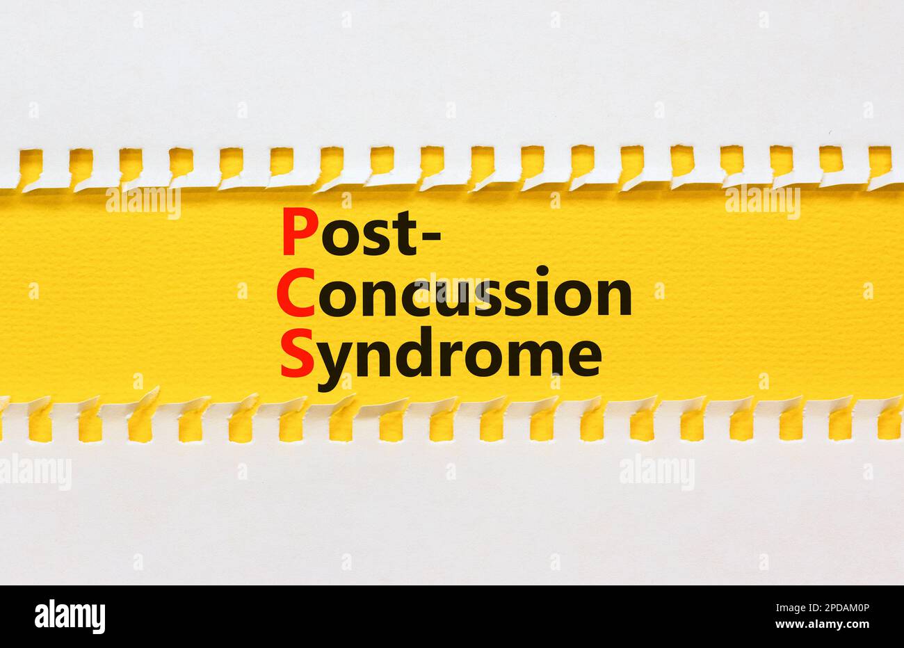 PCS post-concussion syndrome symbol. Concept words PCS post-concussion syndrome on yellow paper ...