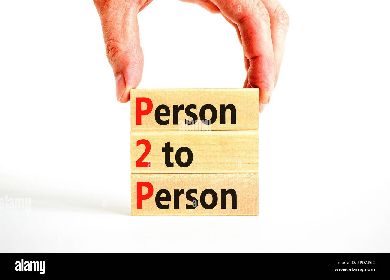 P2P person to person symbol. Concept words P2P person to person on wooden blocks on a beautiful ...