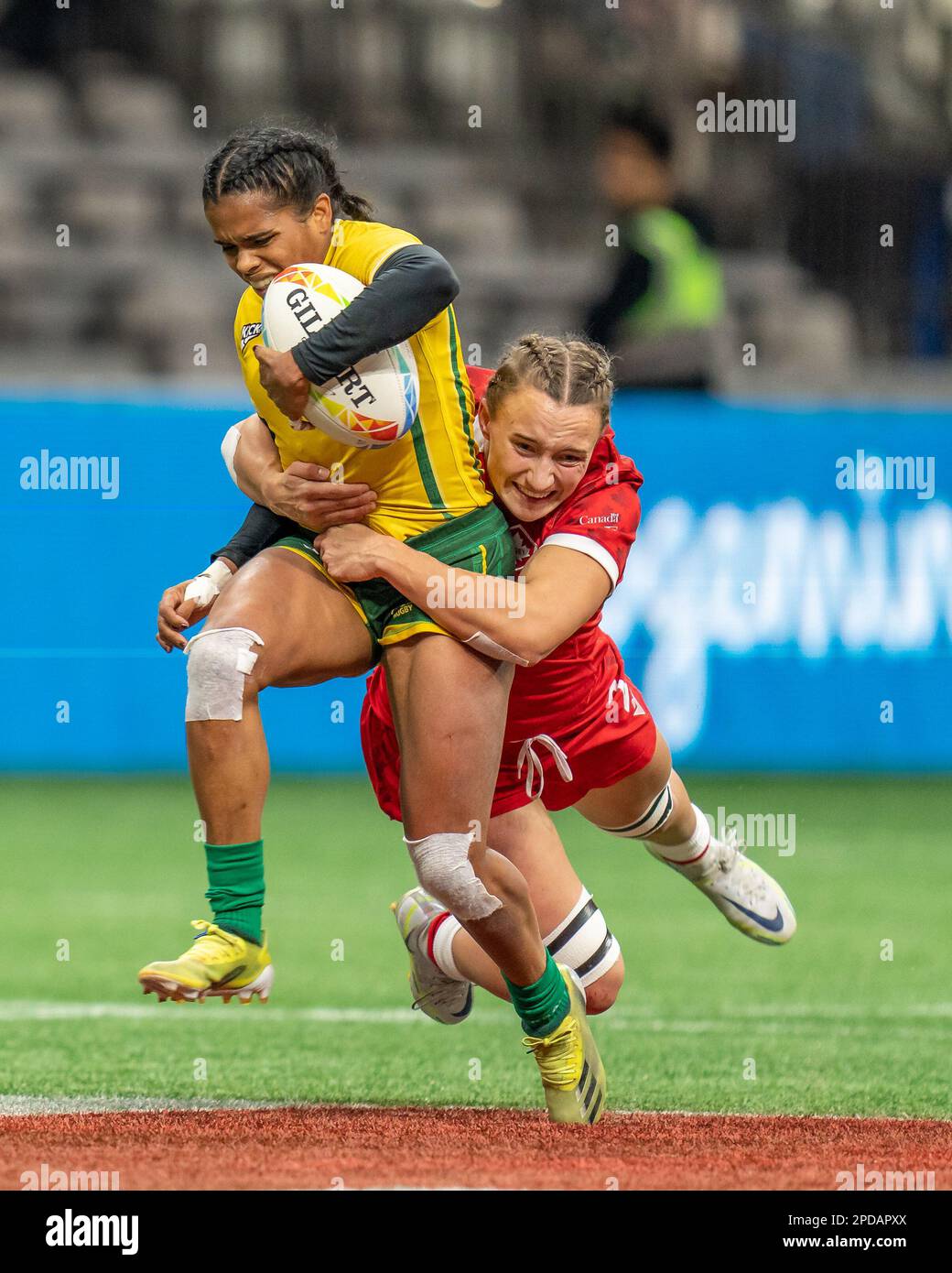 Vancouver, Canada. 4th March, 2023. Thalia Da Silva Costa (L) of Brazil ...