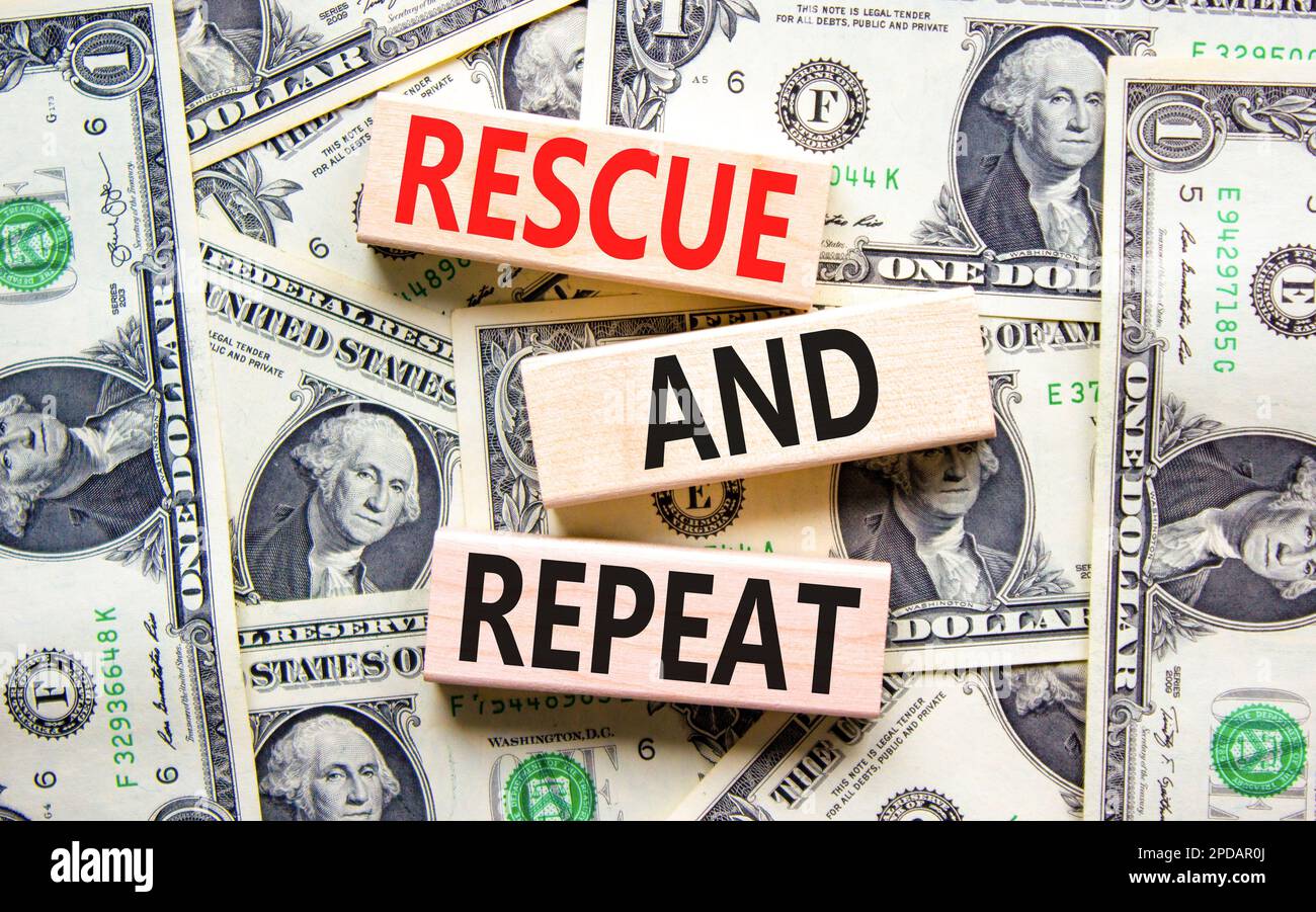 Rescue and repeat symbol. Concept words Rescue and repeat on wooden ...