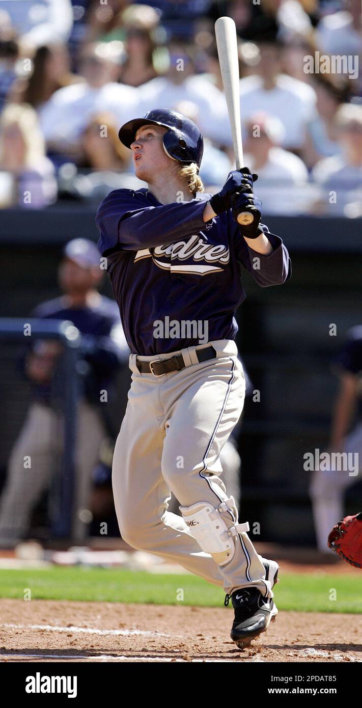 San Diego Padres' Khalil Greene watches the path of his second-inning ...