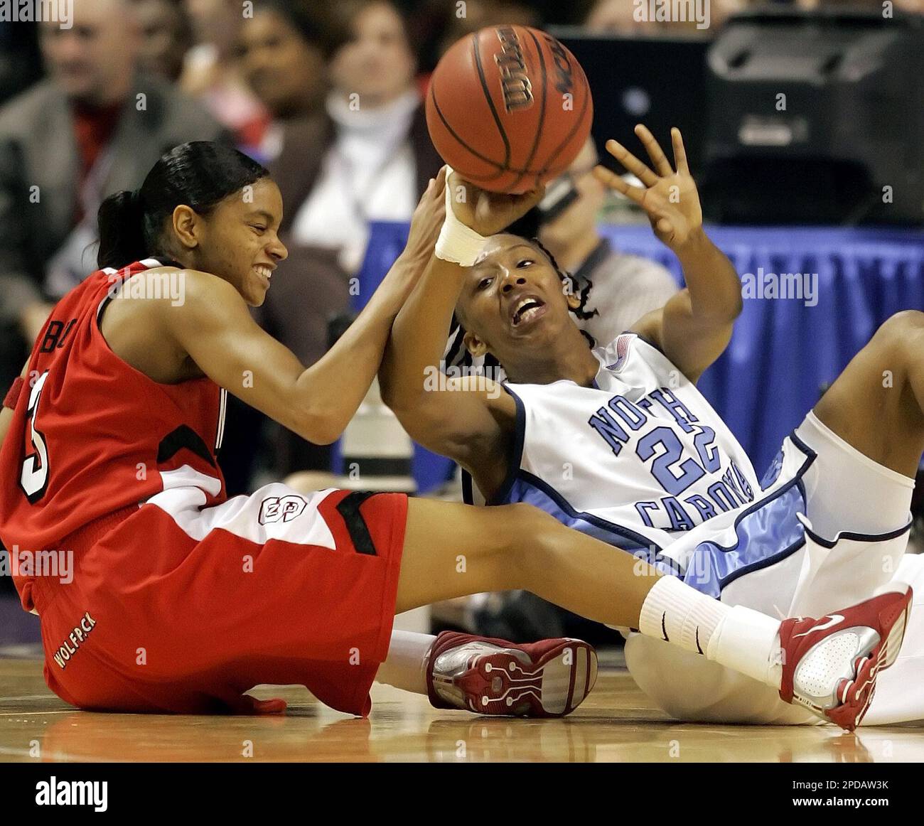 North Carolina's La'Tangela Atkinson (22) passes the ball as North ...