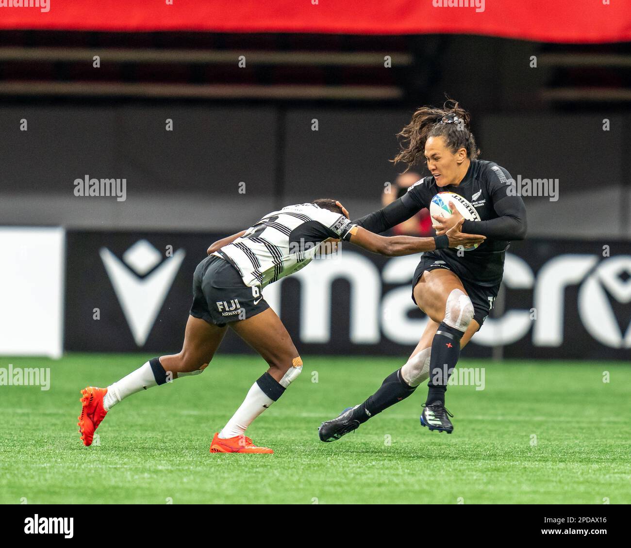 Vancouver, Canada. 4th March, 2023. Portia Woodman-Wickliffe (L) of New ...