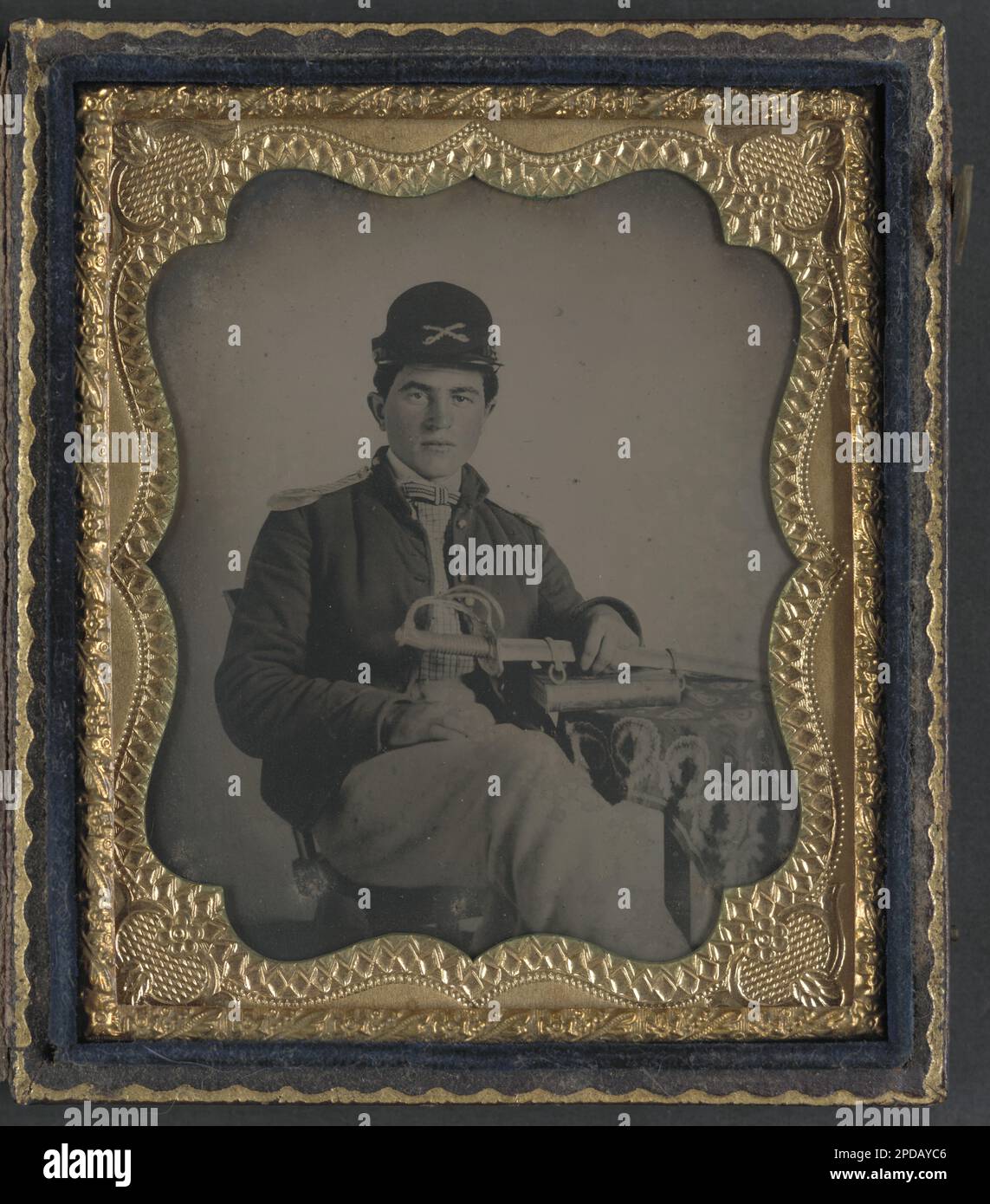 Unidentified cavalry soldier in Union shell jacket and forage cap with ...