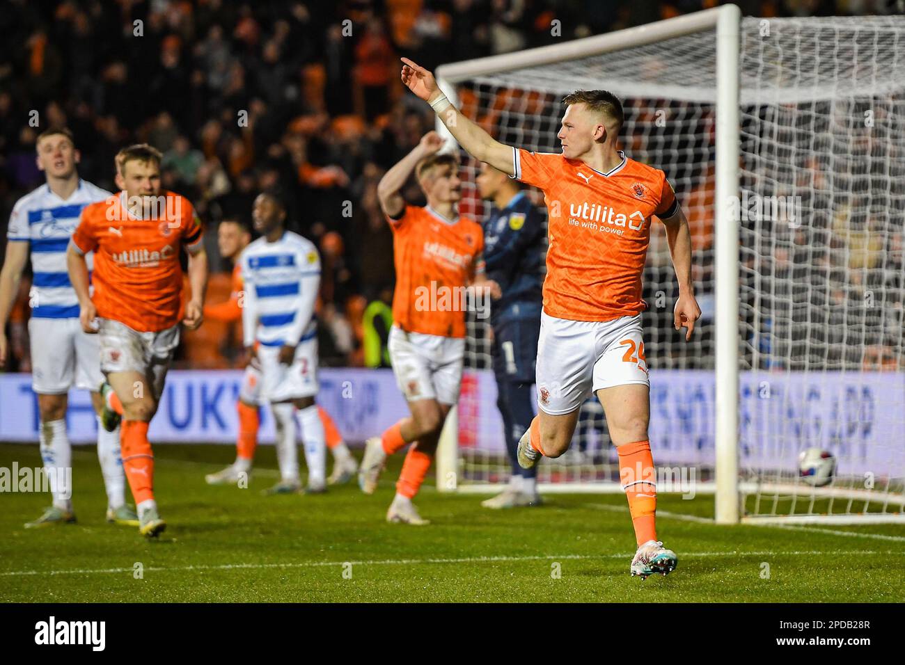 Blackpool, UK. 14th Mar, 2023. Andy Lyons #24 of Blackpool celebrates ...