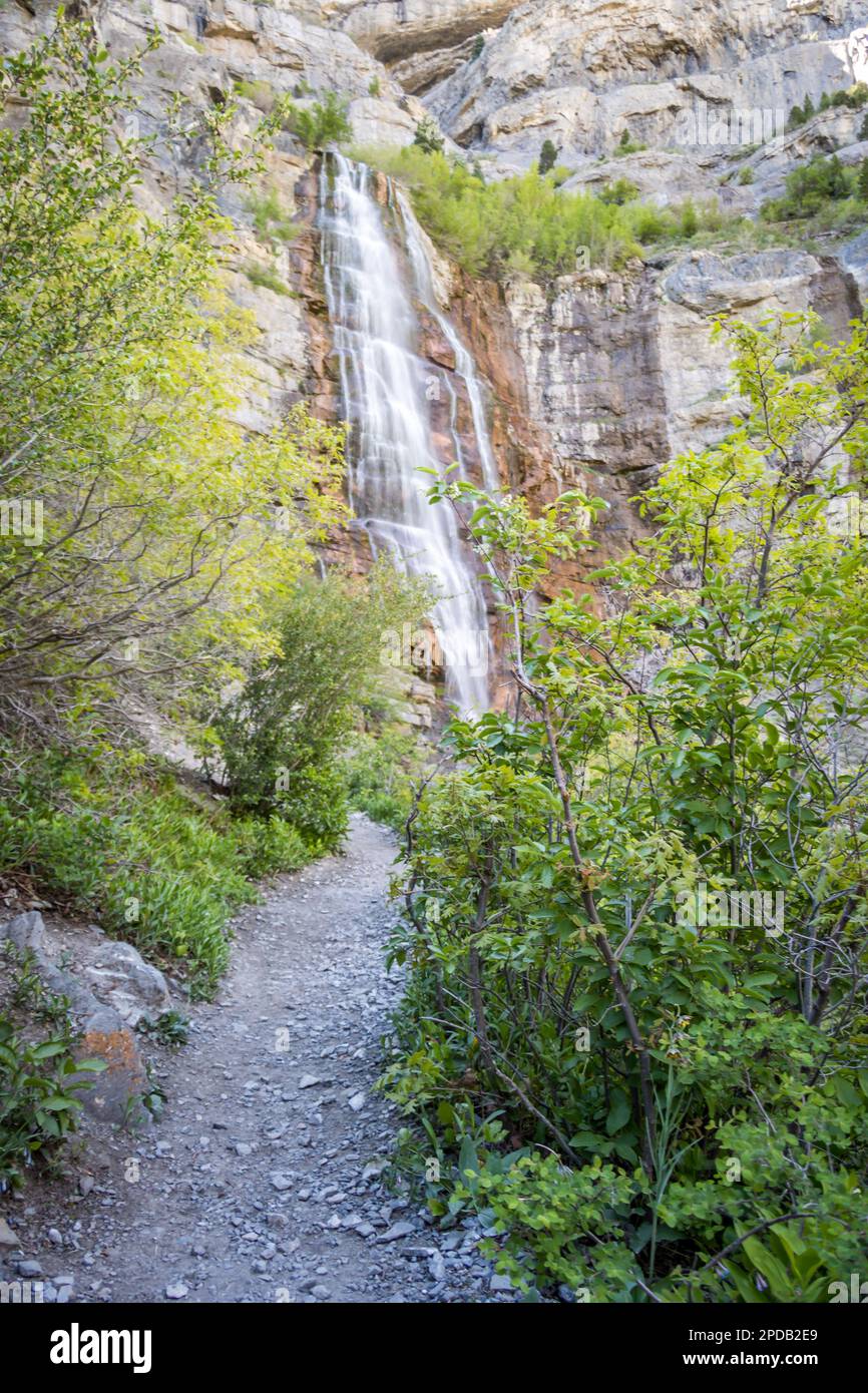 Hiking trail leading to waterfall Stock Photo - Alamy