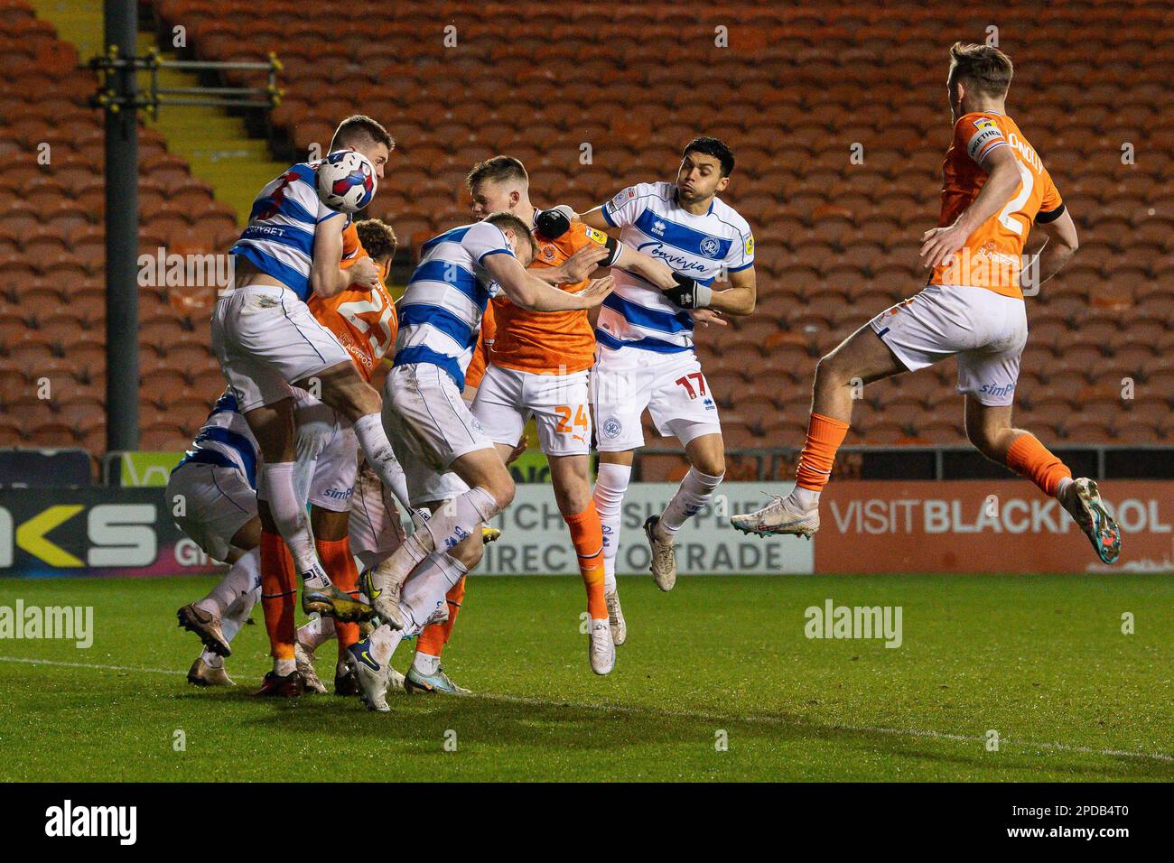 Andy Lyons #24 of Blackpool scores to make it 5-1 during the Sky Bet ...