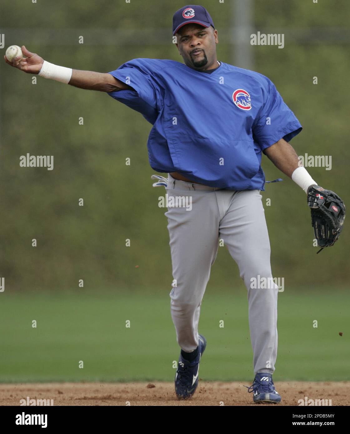 Chicago Cubs infielder Neifi Perez throws to first base during spring ...