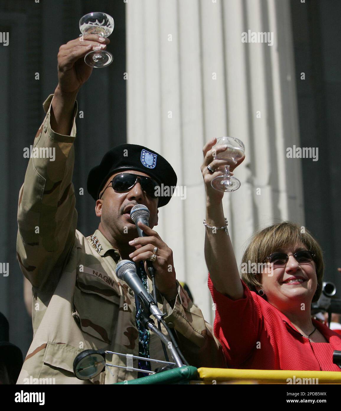 New Orleans Mayor Ray Nagin, left, and Louisiana Gov. Kathleen Blanco ...
