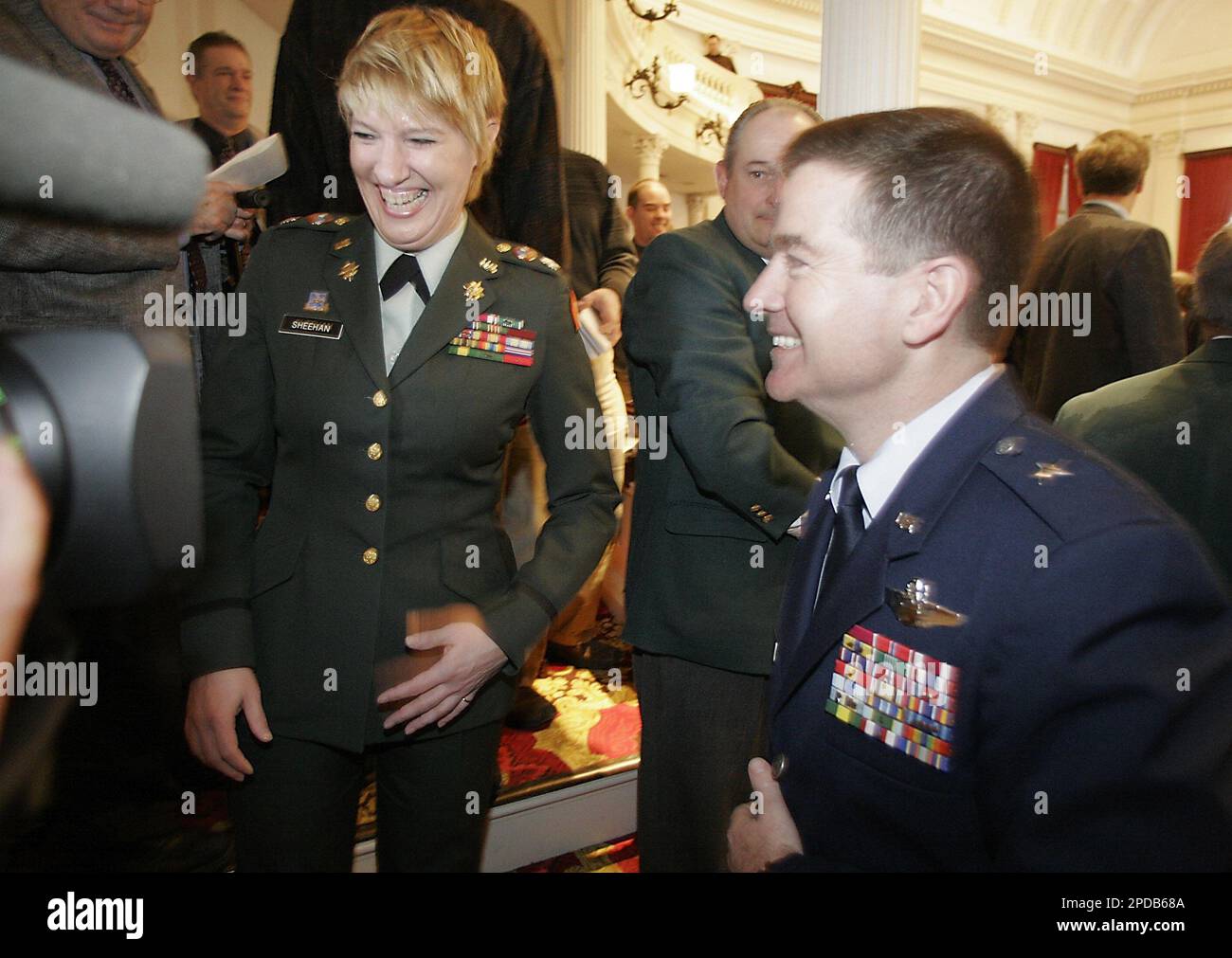 Air National Guard Brig. Gen. Michael Dubie, right, laughs with Army ...