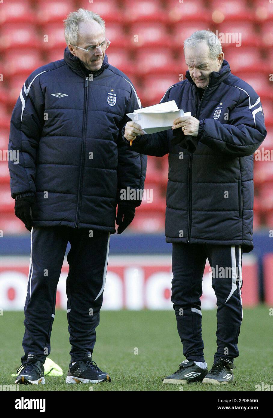England's manager Sven Goran Eriksson, left, and assistant Tord Grip ...