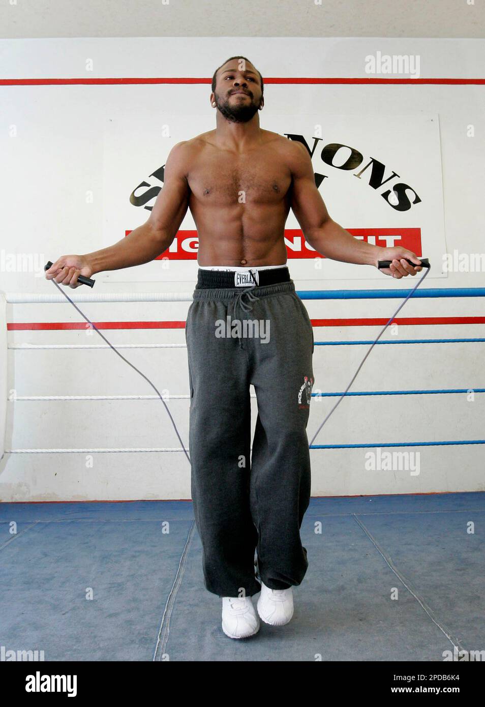 American boxer Jeff Lacy trains for his forthcoming World Boxing ...