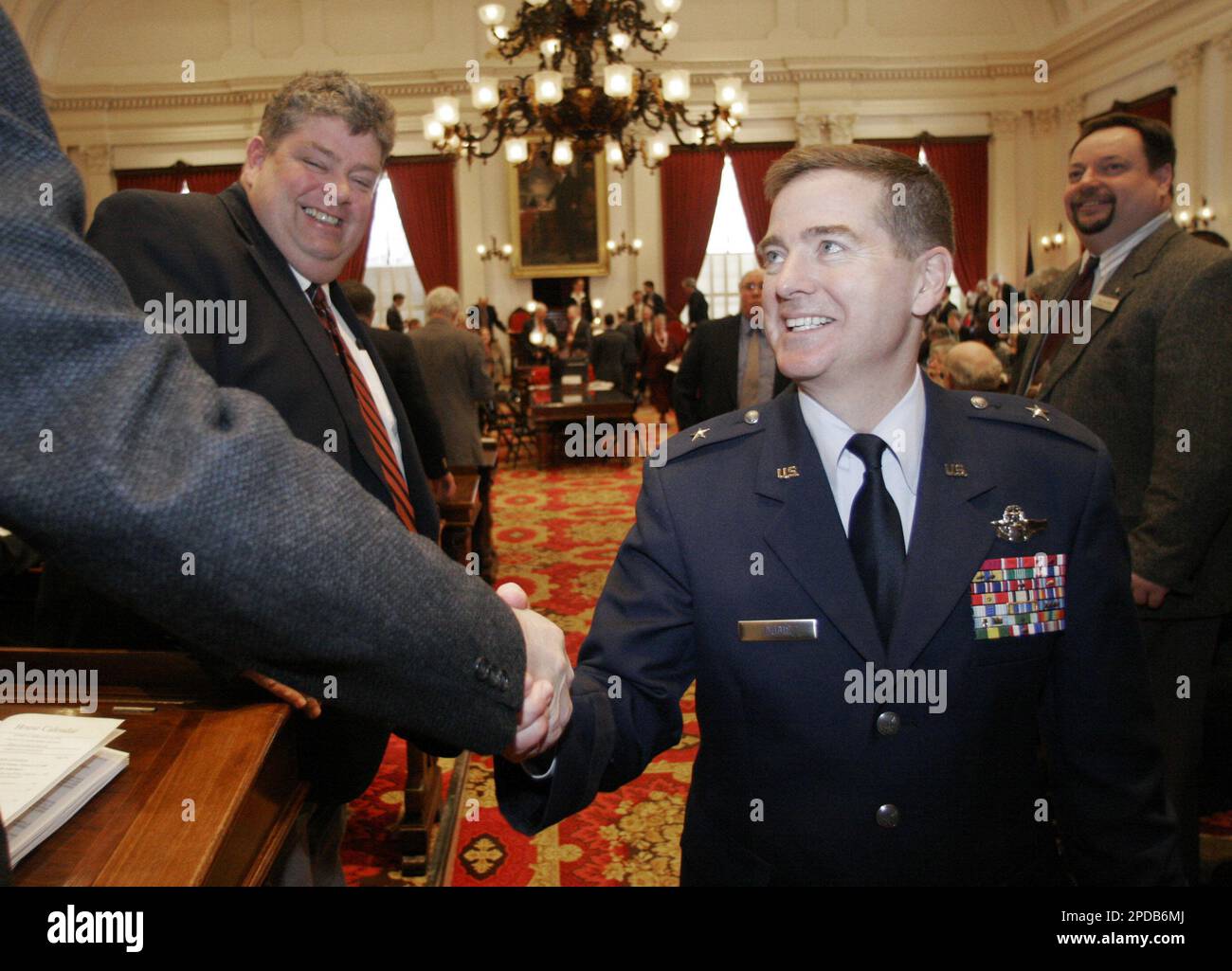 Air National Guard Brig. Gen. Michael Dubie receives congratulations ...