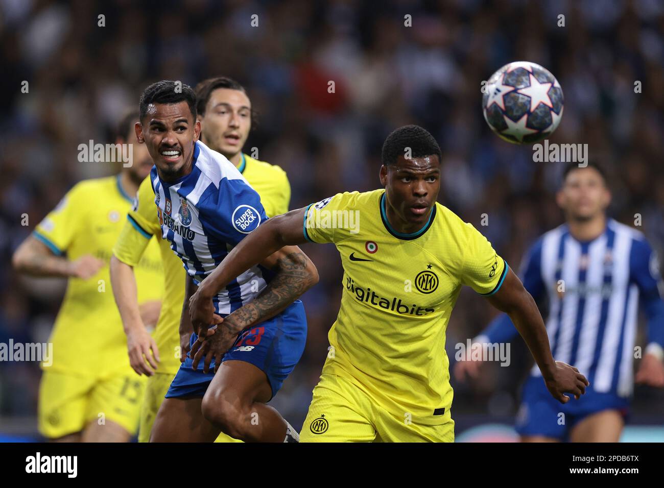 Porto, Portugal. 14th Mar, 2023. Galeno of FC Porto clashes with Denzel ...