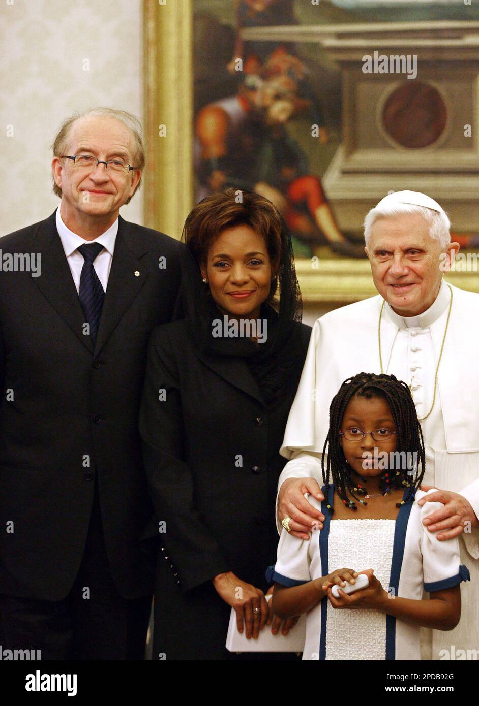 Pope Benedict XVI poses with Canada's Governor General Michaelle Jean ...