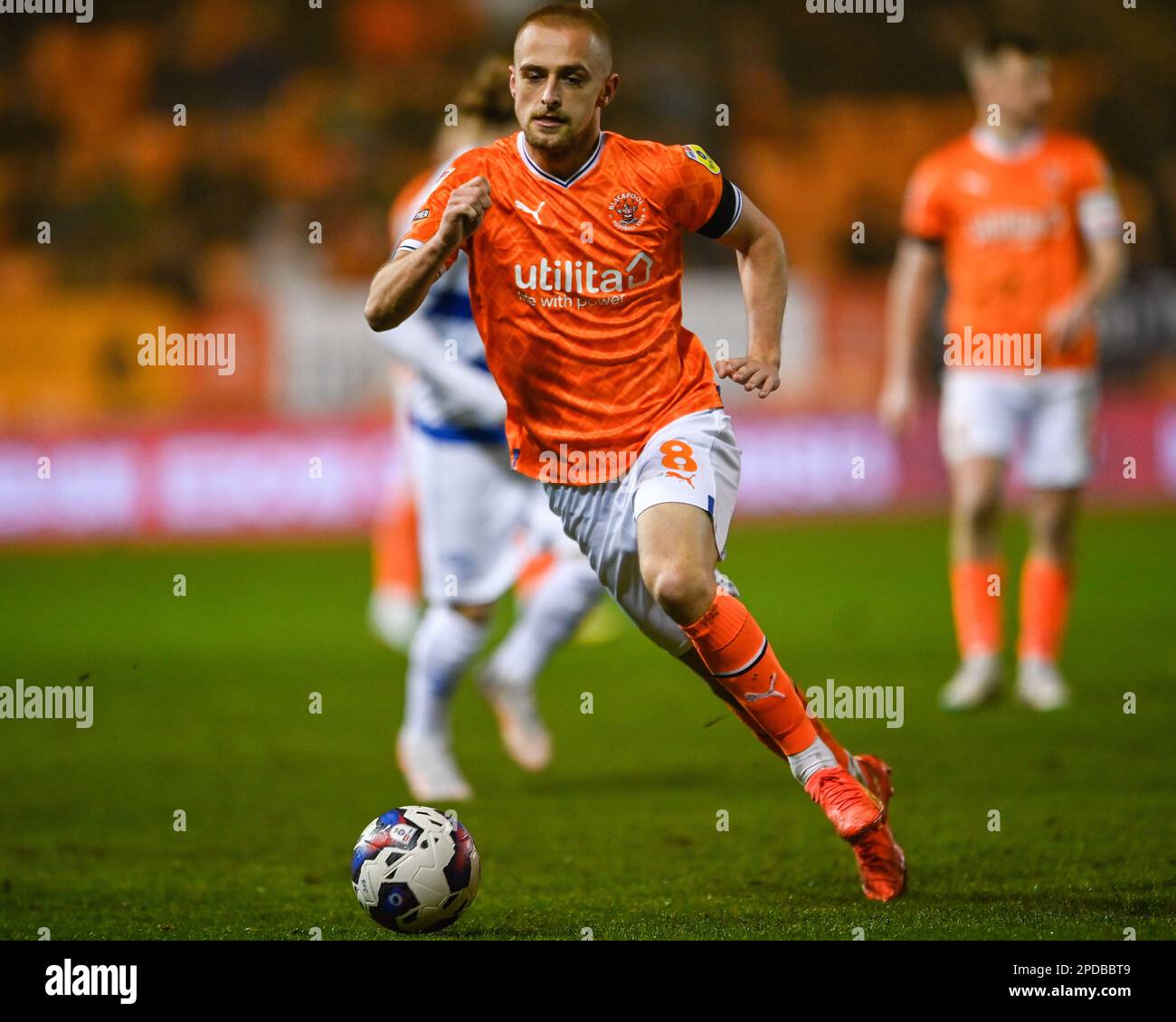 Blackpool, UK. 14th Mar, 2023. Lewis Fiorini #8 of Blackpool during the ...