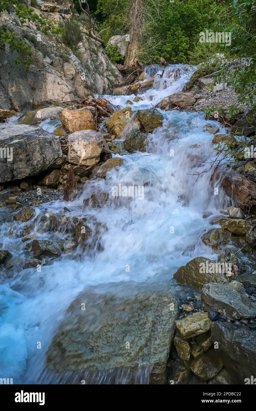 Beautiful waterfall on rocks Stock Photo - Alamy