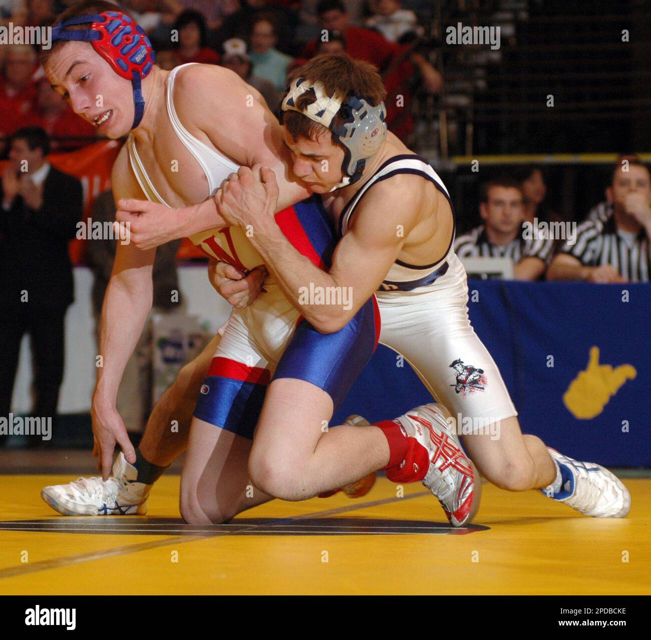 Parkersburg South's Corey Matheny, right, attempts a takedown of ...