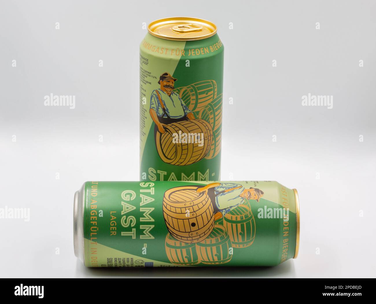 Kyiv, Ukraine - June 18, 2022: Studio shoot of German Stamm-Gast lager ...