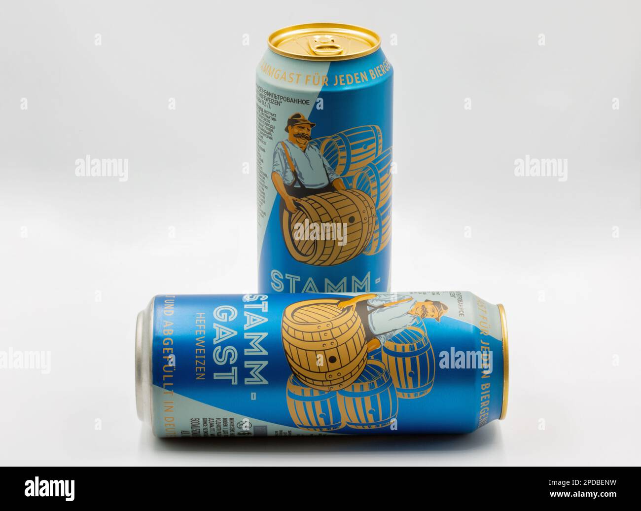 Kyiv, Ukraine - June 18, 2022: Studio shoot of German Stamm-Gast lager ...
