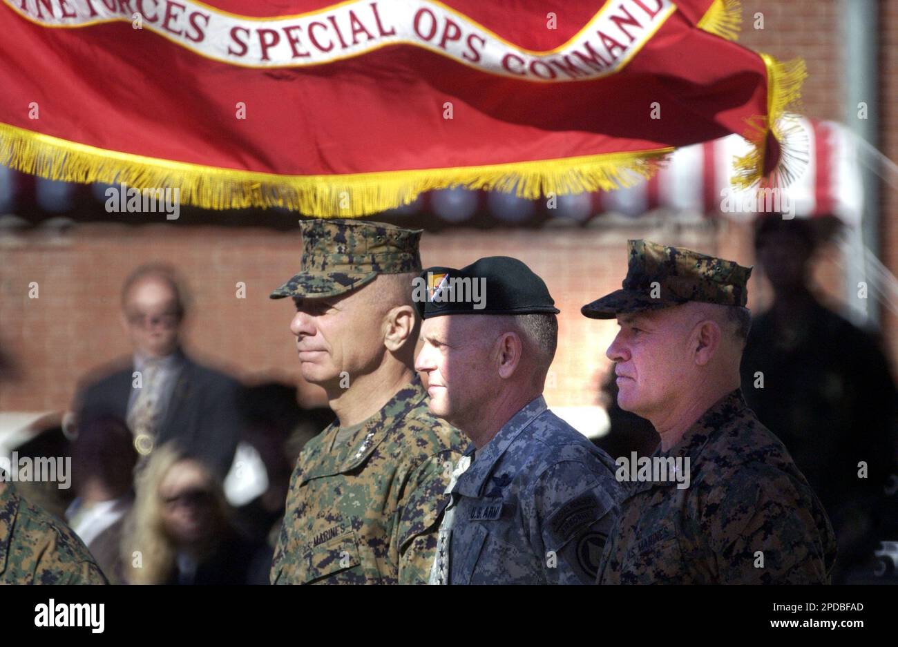 Marine Commandant Gen. Michael Hagee, left; SOCOM commander Army Gen ...