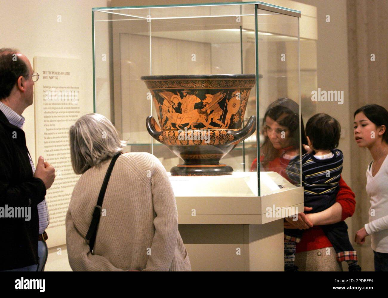 Visitors view the Euphronios Krater, ca. 515 B.C., at the Metropolitan ...