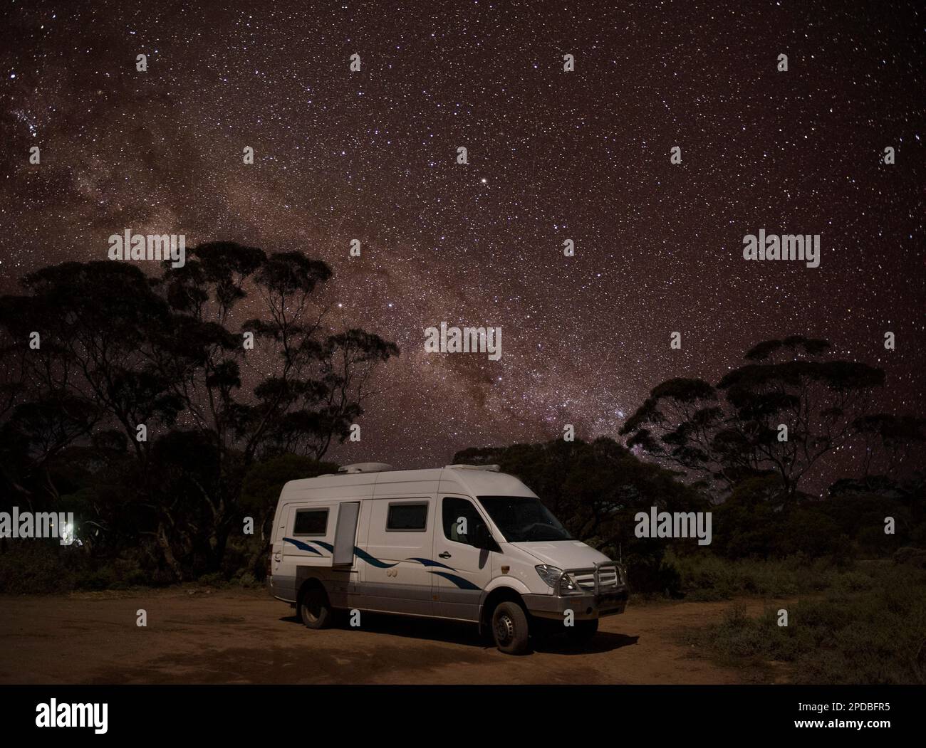 Camping at night in the remote outback of Queensland, Australia Stock ...