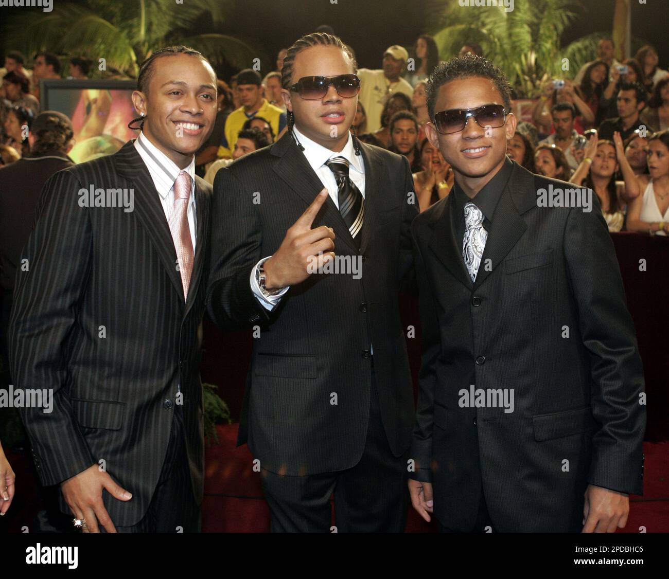 Members of the reggaeton group Luny Tunes pose as they arrive on the ...