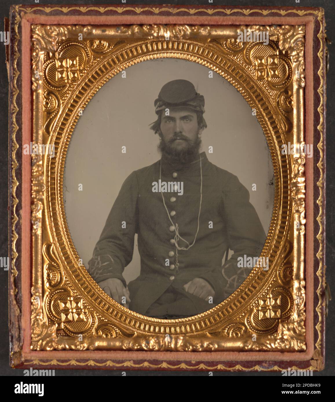 Unidentified soldier in Confederate lieutenant's uniform with watch ...