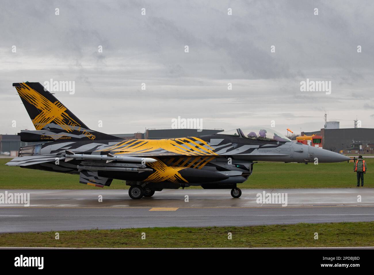 The Belgian Air Force X-Tiger F-16AM Fighting Falcon taxiing at RAF ...