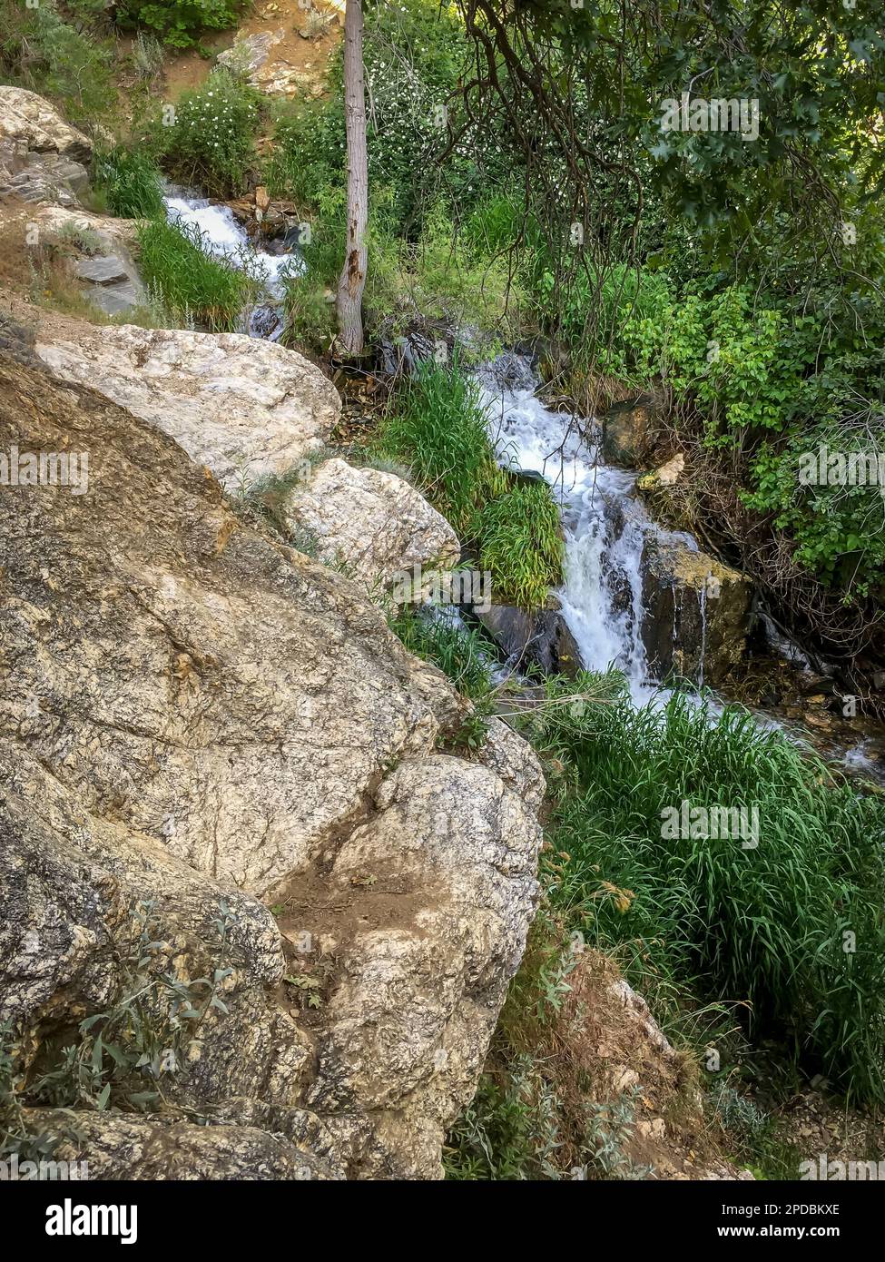 A beautiful little mountain waterfall Stock Photo - Alamy