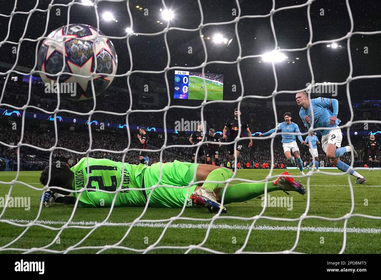 Manchester City's Erling Haaland (right) celebrates scoring their side ...