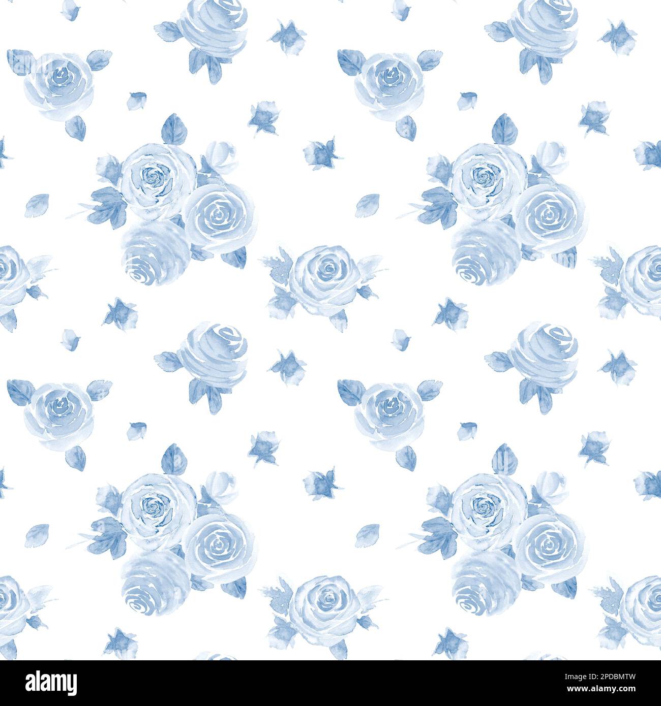 Watercolor navy blue roses flowers. Floral seamless pattern ...