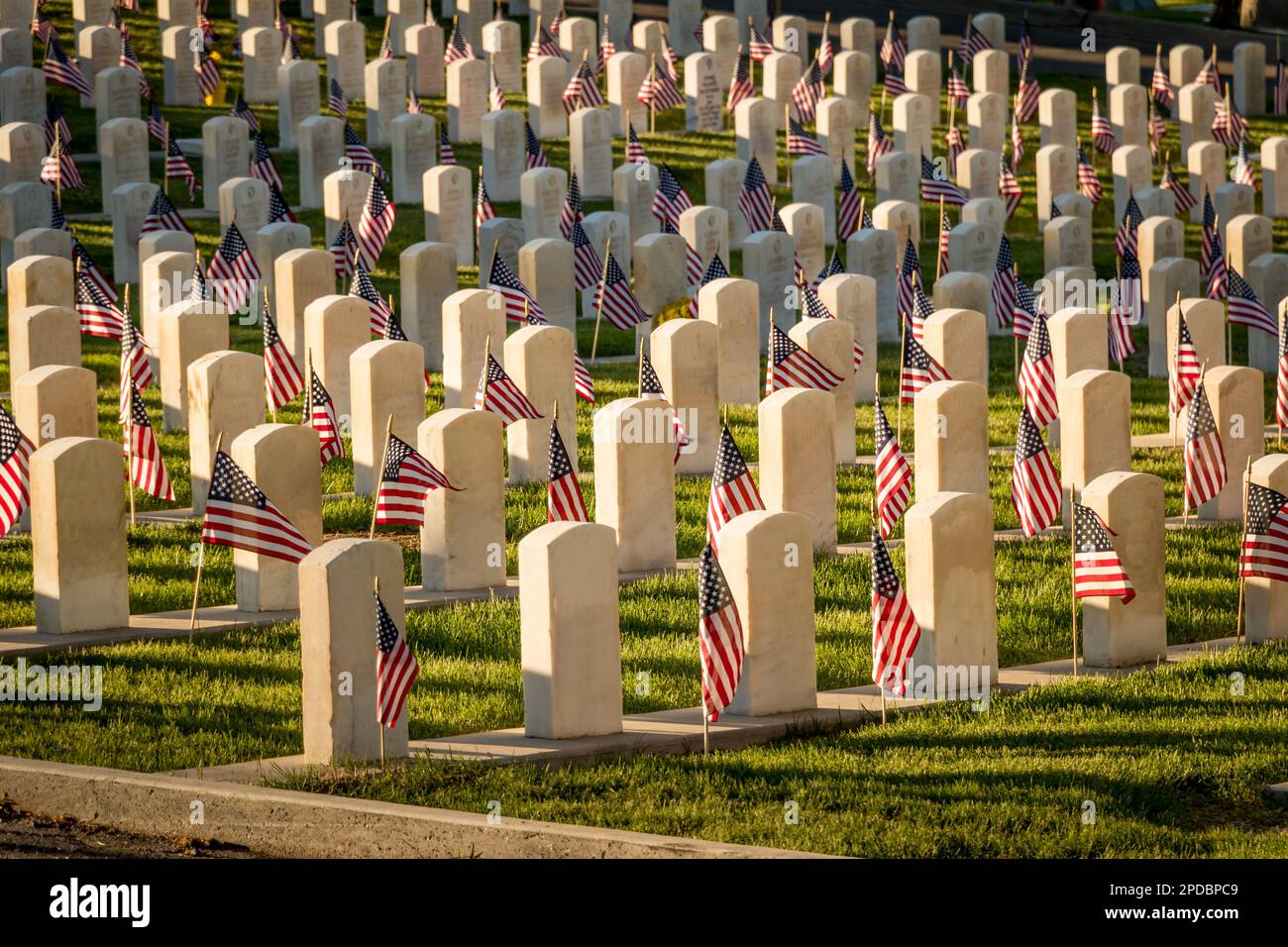 Military Headstones Decorated with Flags for Memorial Day Stock Photo ...
