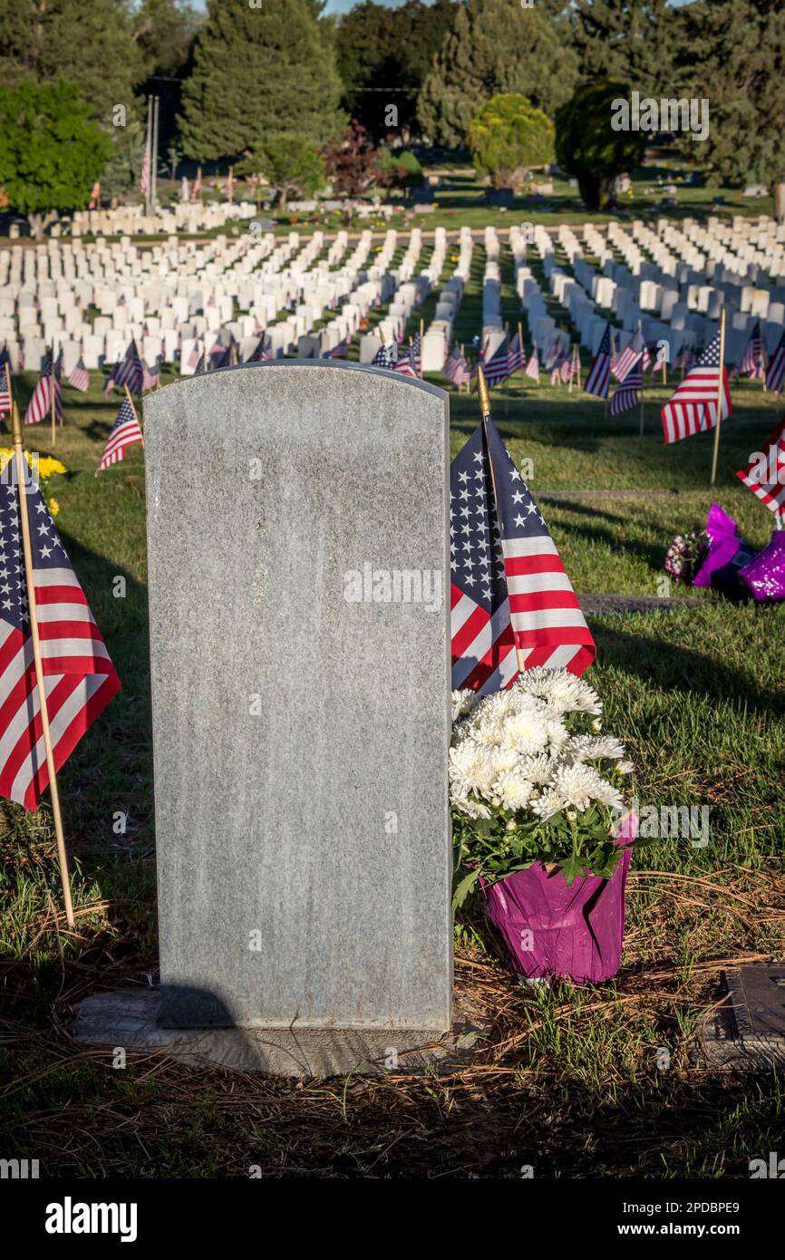 Military Headstones Decorated with Flags for Memorial Day Stock Photo ...