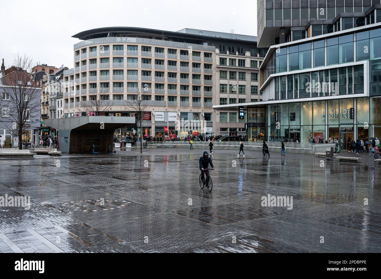 Brussels Old Town, Belgium - March 12, 2023 - The La Monnaie square ...