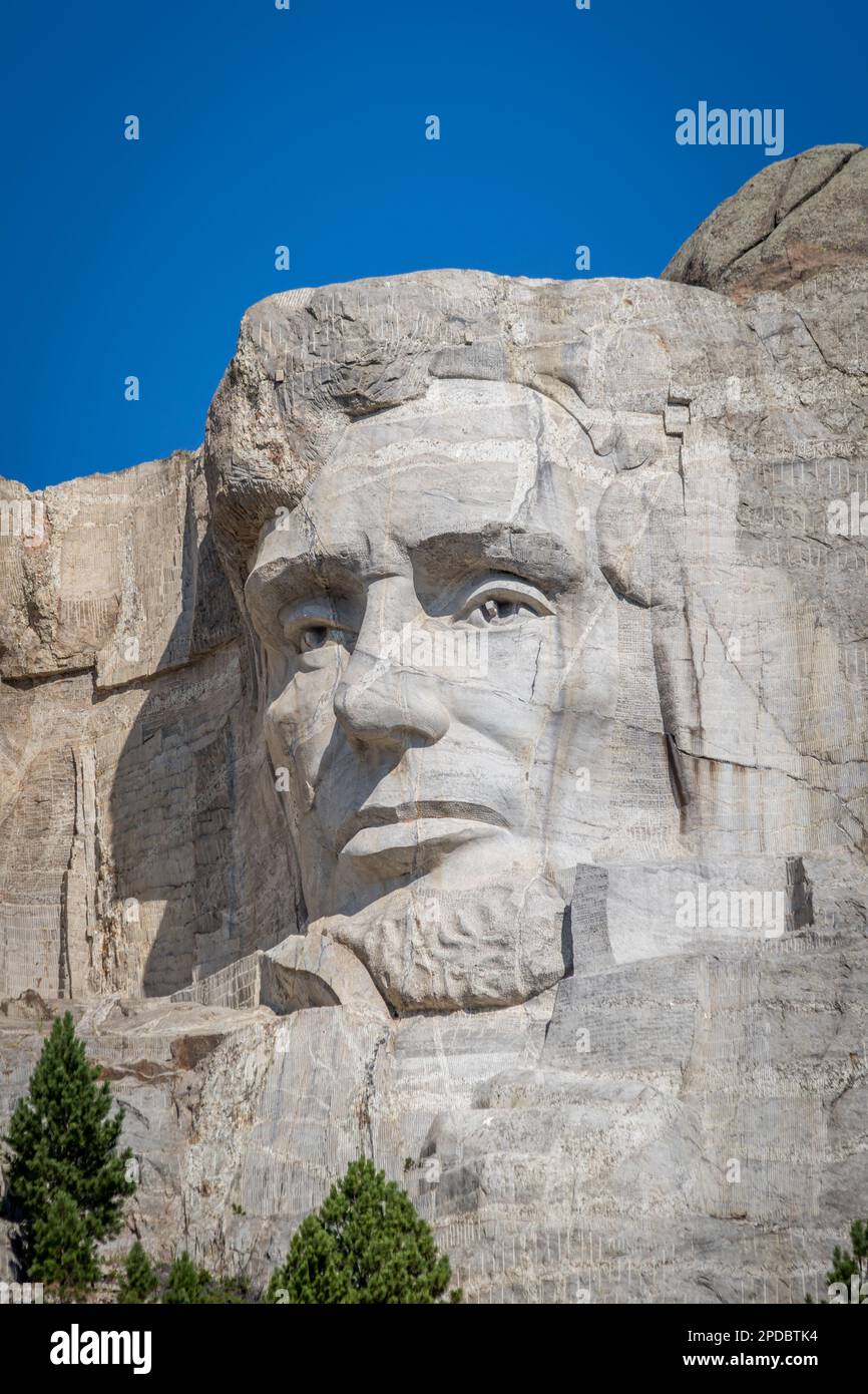 The bust of President Abraham Lincoln carved Borglum into the Black ...