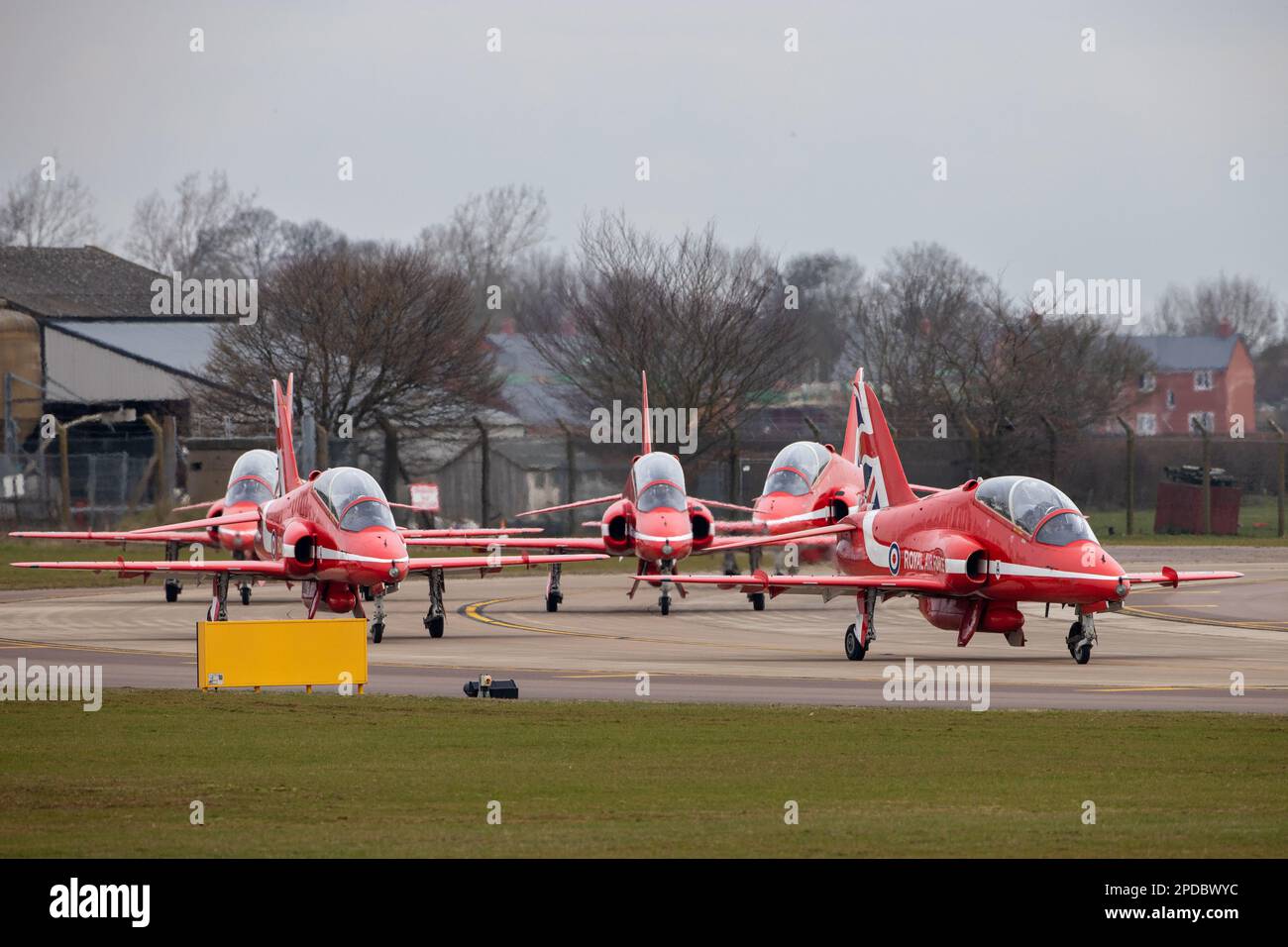 RAF Red Arrows taxiing at RAF Waddington Stock Photo - Alamy