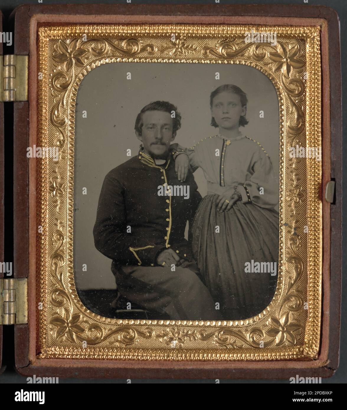 Unidentified soldier in uniform with young girl. Liljenquist Family ...