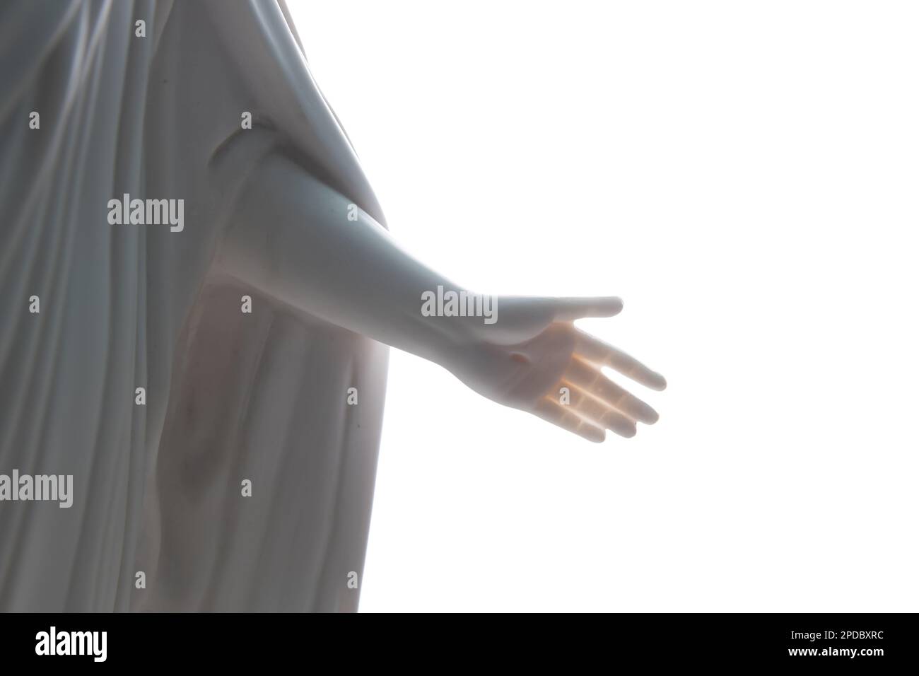 Close up of the crucified hand of Jesus Christ on marble statue with a ...