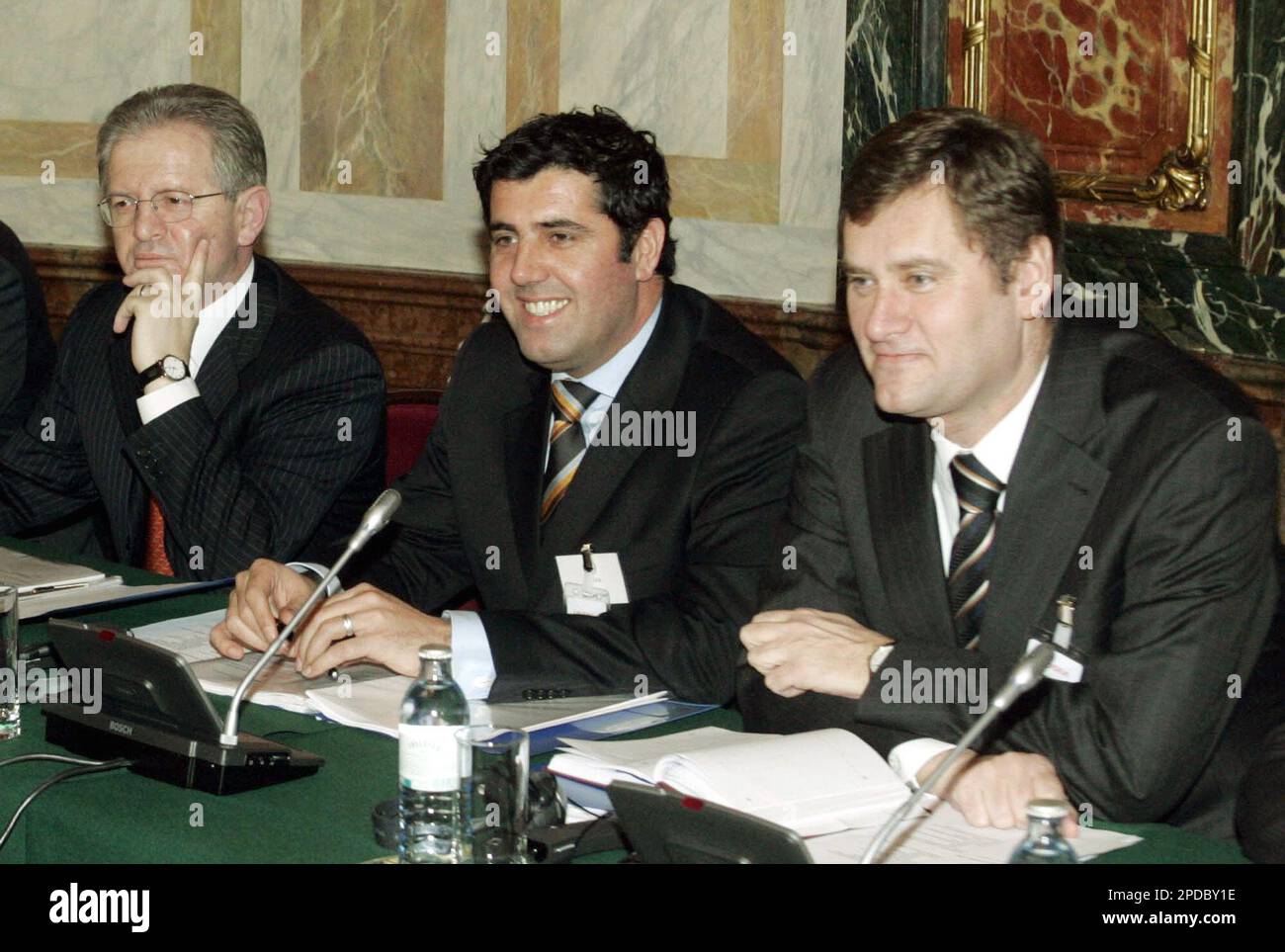 Kosovo delegates Skender Hyseni, Head of the delegation Lutfi Haziri ...