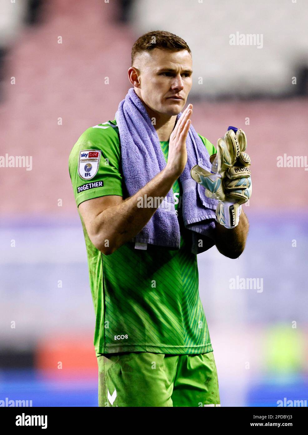 Coventry City goalkeeper Ben Wilson applauds the fans at the end of the ...