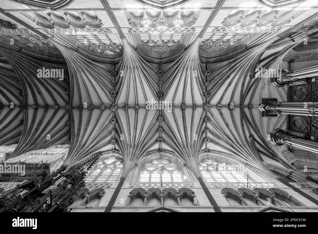 Interior view with vaulted ceiling Black and White Stock Photos ...
