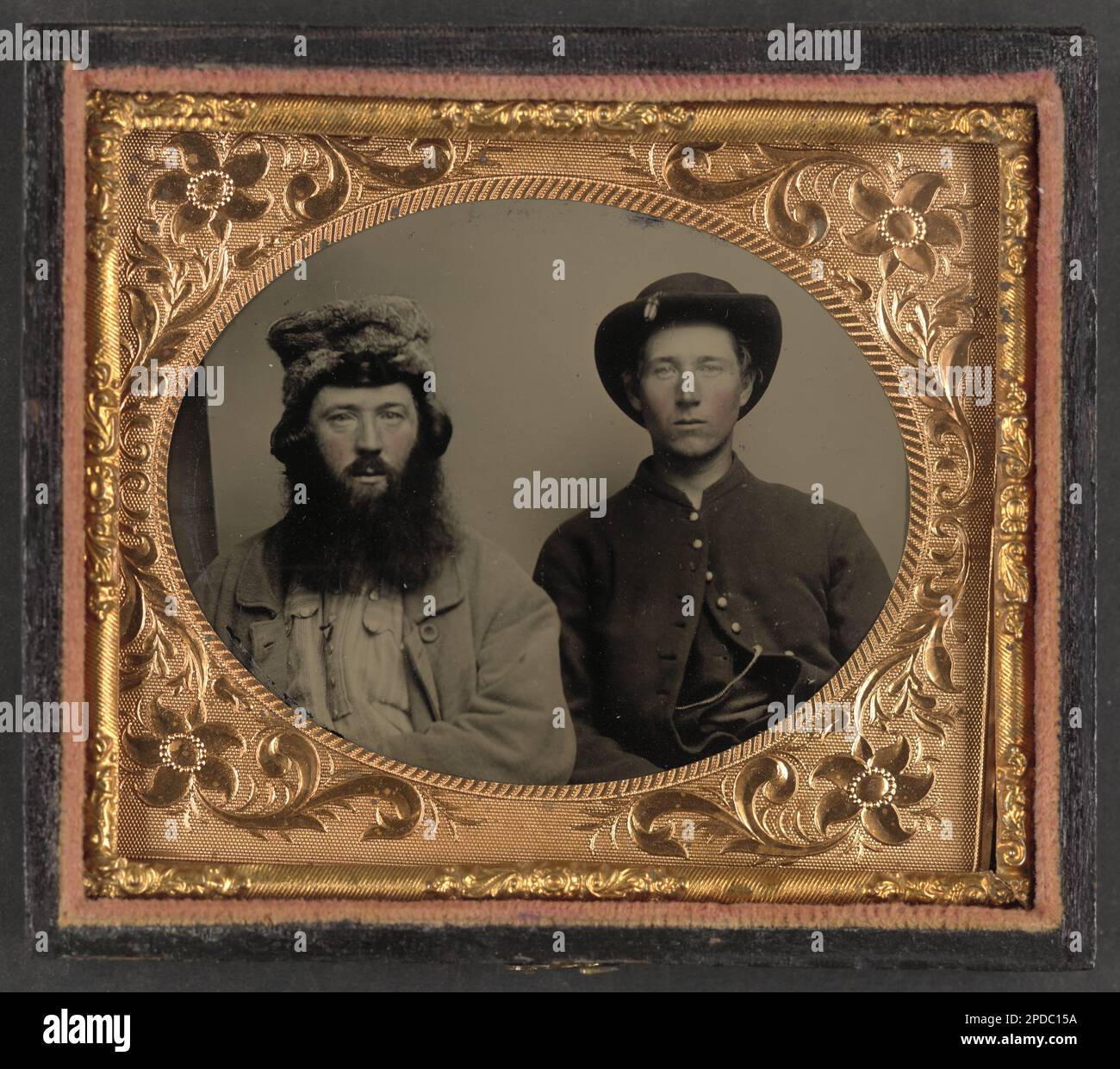 Unidentified soldier in Union uniform and unidentified man with full ...