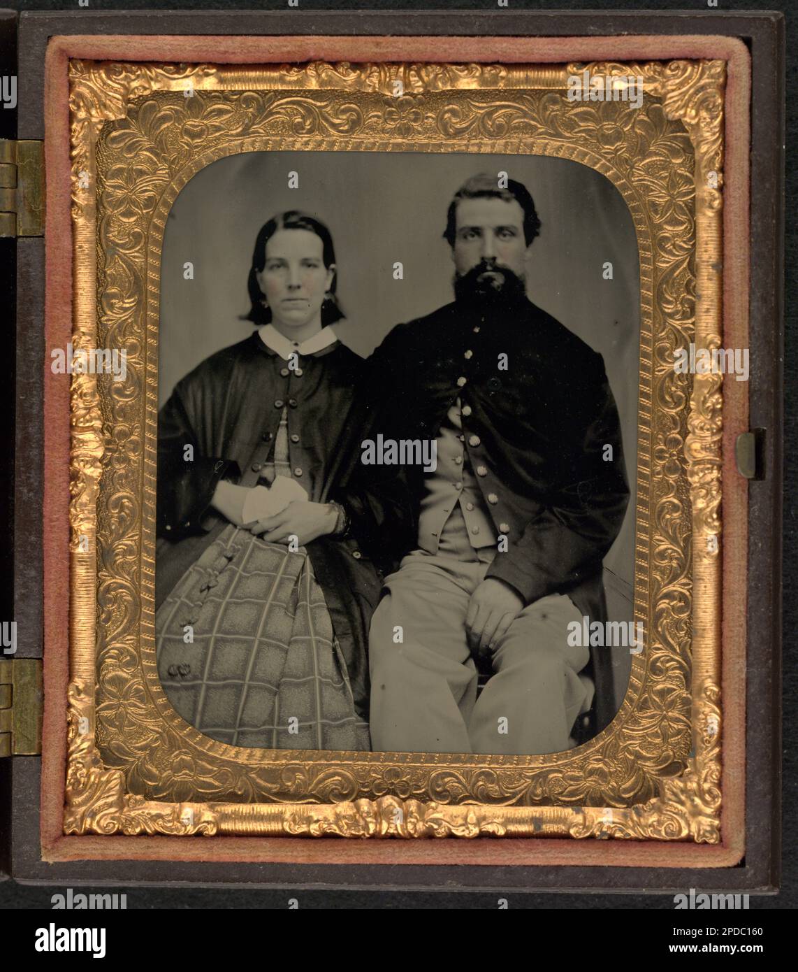 Unidentified soldier in Union uniform and wife. Liljenquist Family Collection of Civil War ...