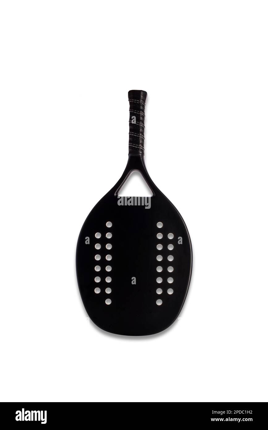 Black professional beach tennis racket on white background. Horizontal ...
