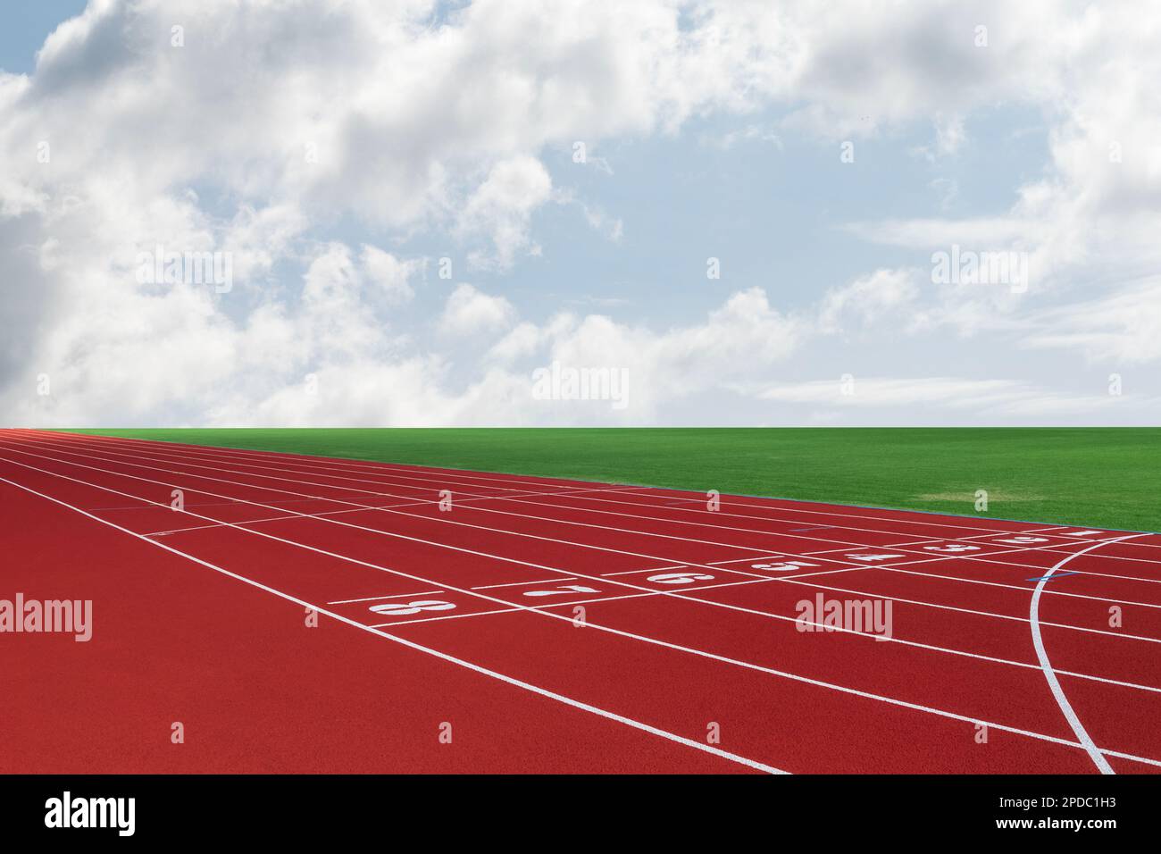 Red running track in stadium. Sport theme background. Horizontal sport ...