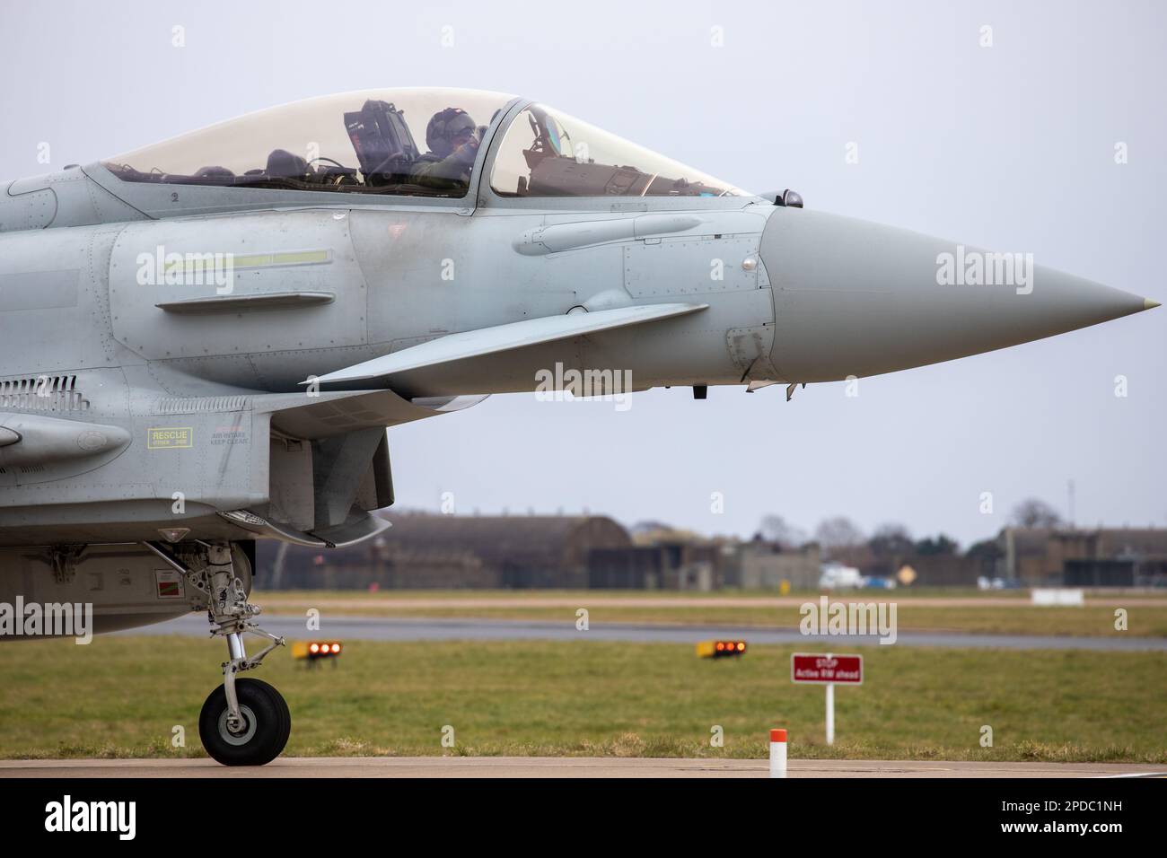 RAF Typhoon taxiing for launch at RAF Coningsby during the 2023 Cobra ...