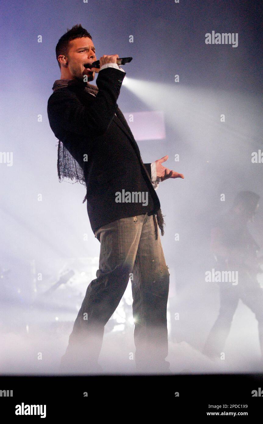 Puerto Rican singer Ricky Martin, 34, performs during his 2005-2006 ...
