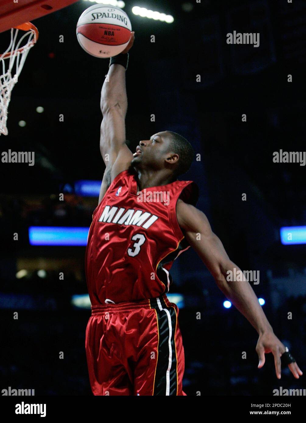 Miami Heat guard Dwyane Wade dunks during the Skills Challenge during ...